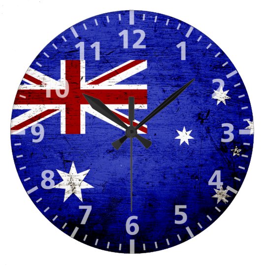 Black Grunge Australia Flag Large Clock | Zazzle.ca