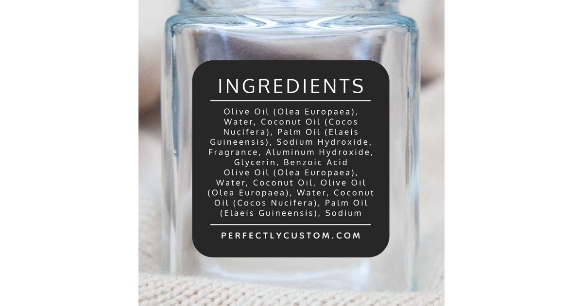 Black ingredient list product label | Zazzle