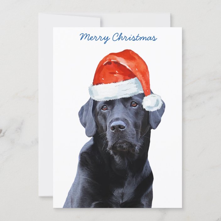 Black Lab Merry Christmas Labrador Cute Santa Dog Holiday Card | Zazzle.ca