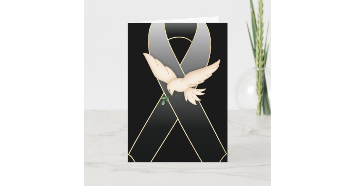 Black Ribbon w Dove Awareness Blank Greeting Card | Zazzle