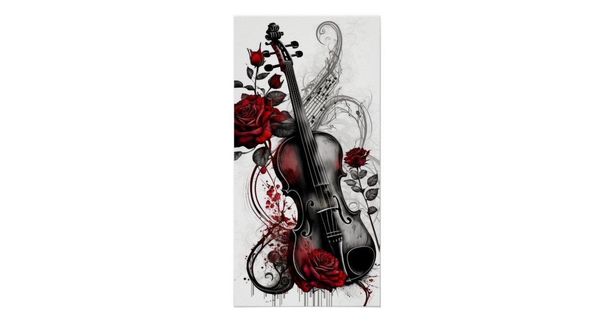 Black Violin & Red Roses Poster | Zazzle