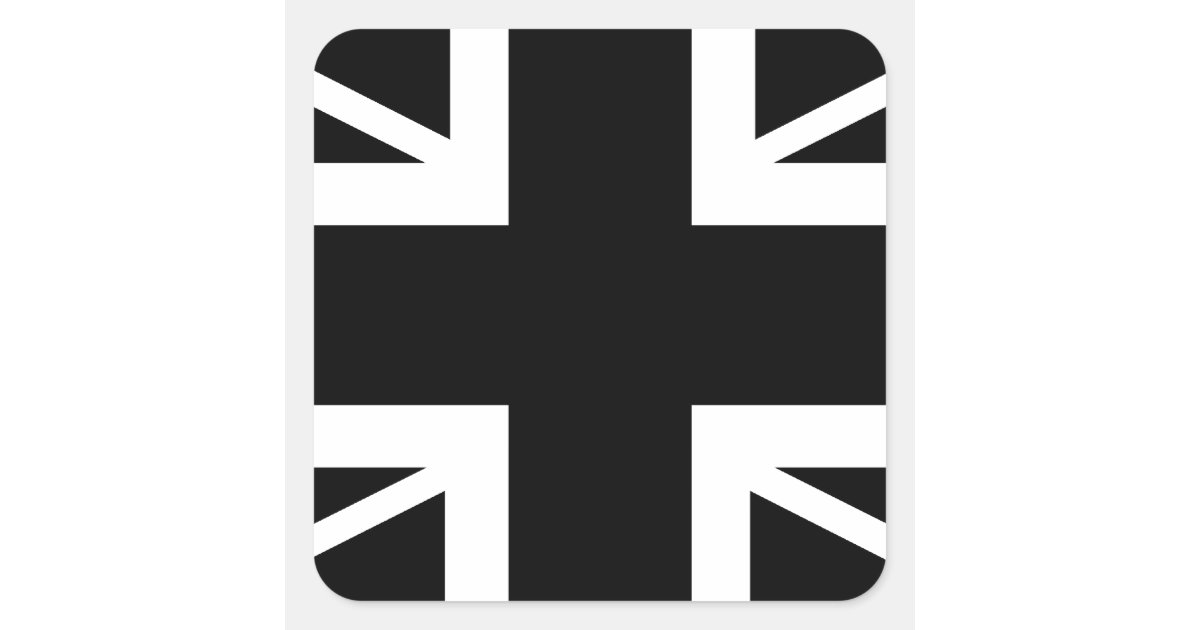 BLack & White Classic Union Jack British(UK) Flag Square Sticker | Zazzle