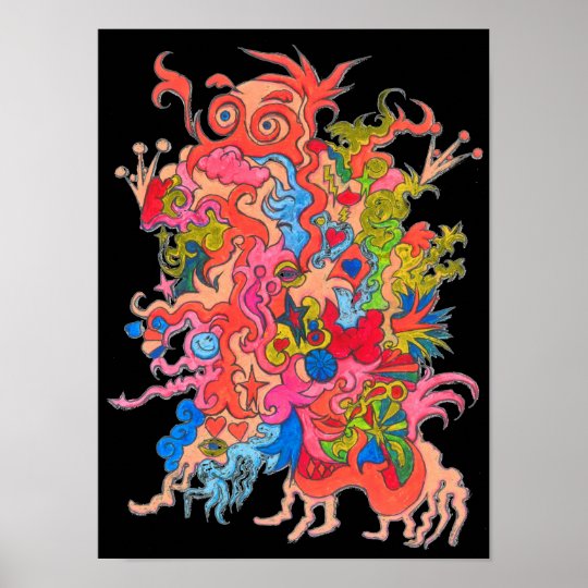 Blacklight Psychedelic Monster Poster | Zazzle.ca