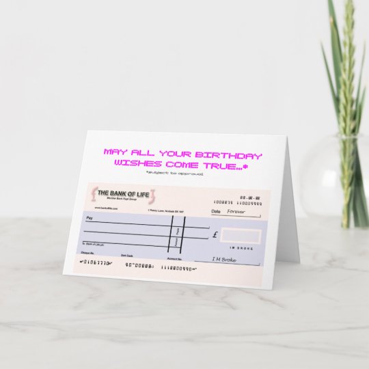 Blank Check Birthday Card | Zazzle.ca