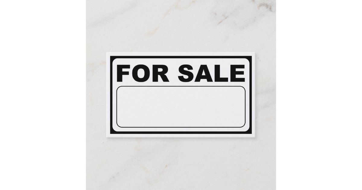 blank for sale sign business card | Zazzle