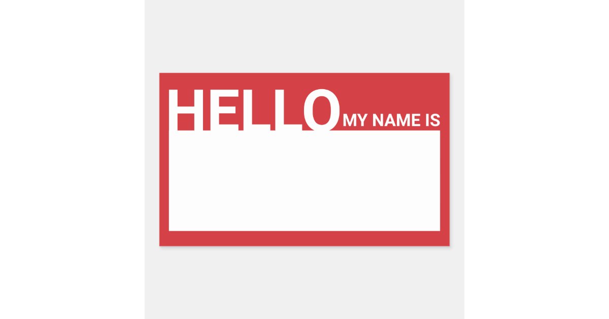 Blank Modern Hello My Name Is Red Sticker | Zazzle