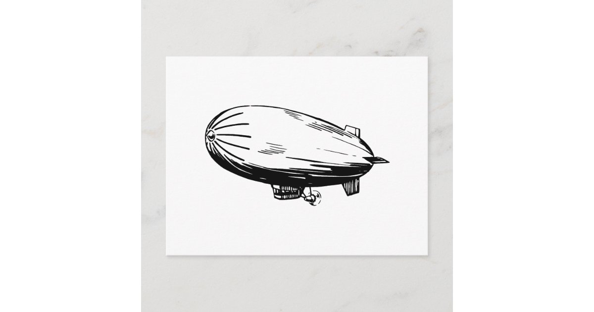 Blimp, Zeppelin, Dirigible, Vintage Drawing Postcard | Zazzle