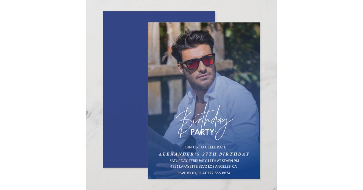 Blue 27th birthday invitation Birthday party Photo | Zazzle