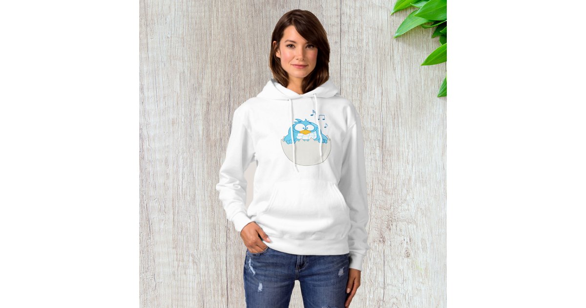 Blue Bird Hatching from Egg Singing Funny Animal Hoodie | Zazzle
