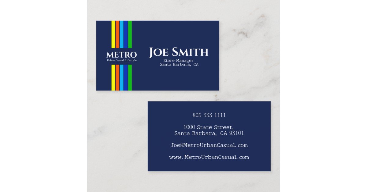 Blue Business Name Urban Modern Vertical Stripes Business Card | Zazzle