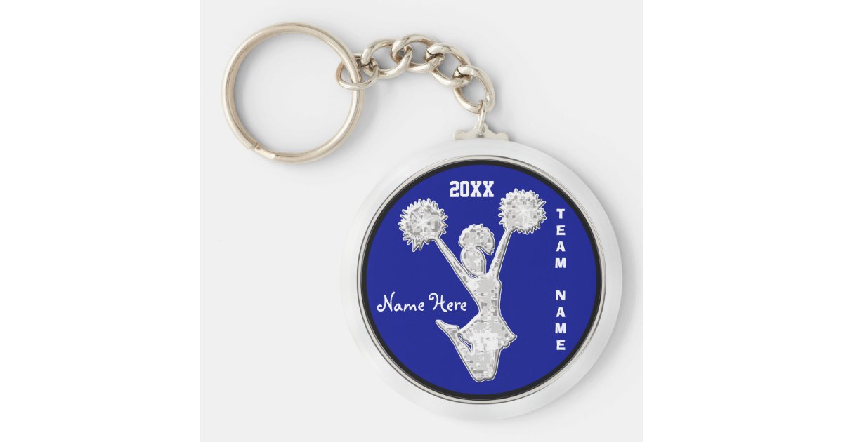 Blue Cheap Cheer Cheerleading Gifts in BULK Keychain | Zazzle