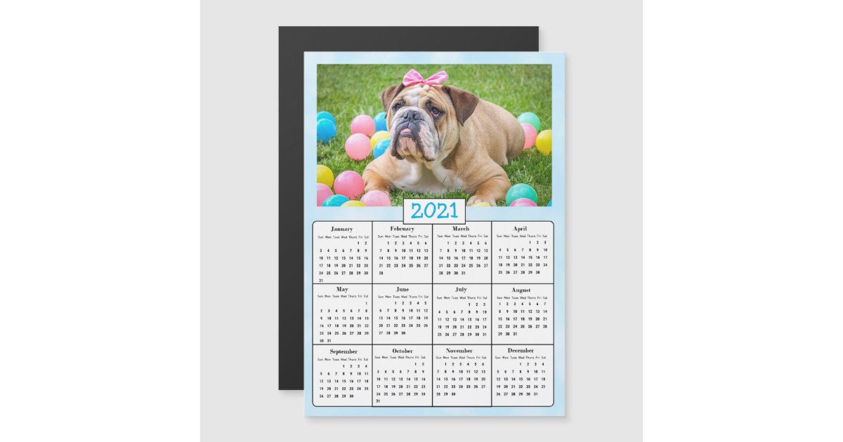 Blue Faded Background Photo Mini 2021 Calendar Magnetic Invitation | Zazzle