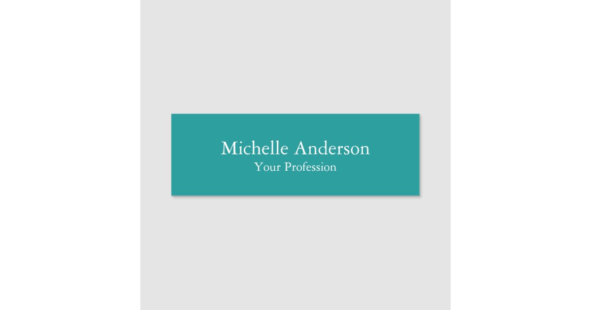 Blue Green Professional Minimalist Modern Plain Name Tag | Zazzle