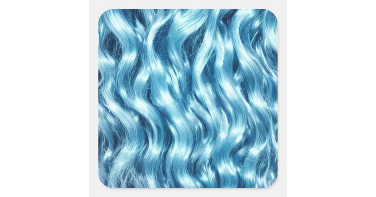 Blue Hair Background Square Sticker | Zazzle
