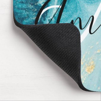 Blue Marble Abstract Monogram Mouse Pad | Zazzle