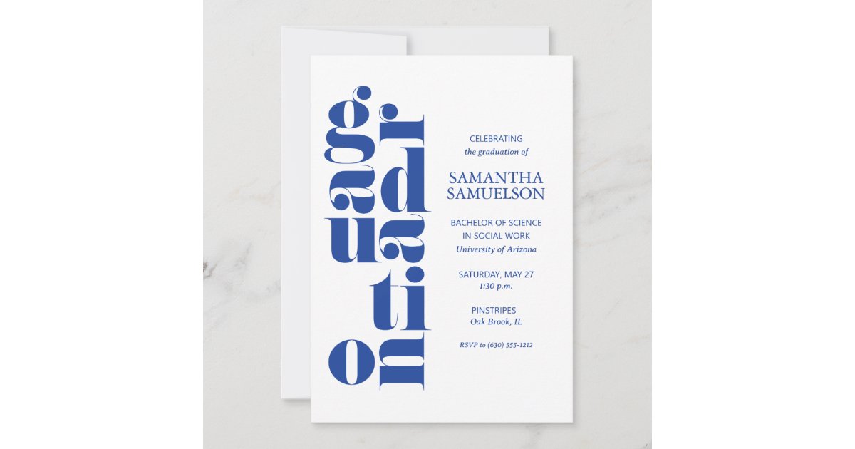 Blue No Photo Graduation Invitation | Zazzle