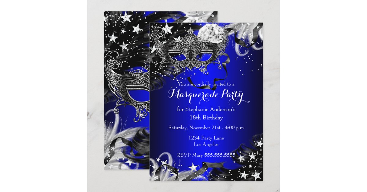 Blue Sparkle Magical Night Masquerade Invitation | Zazzle.ca
