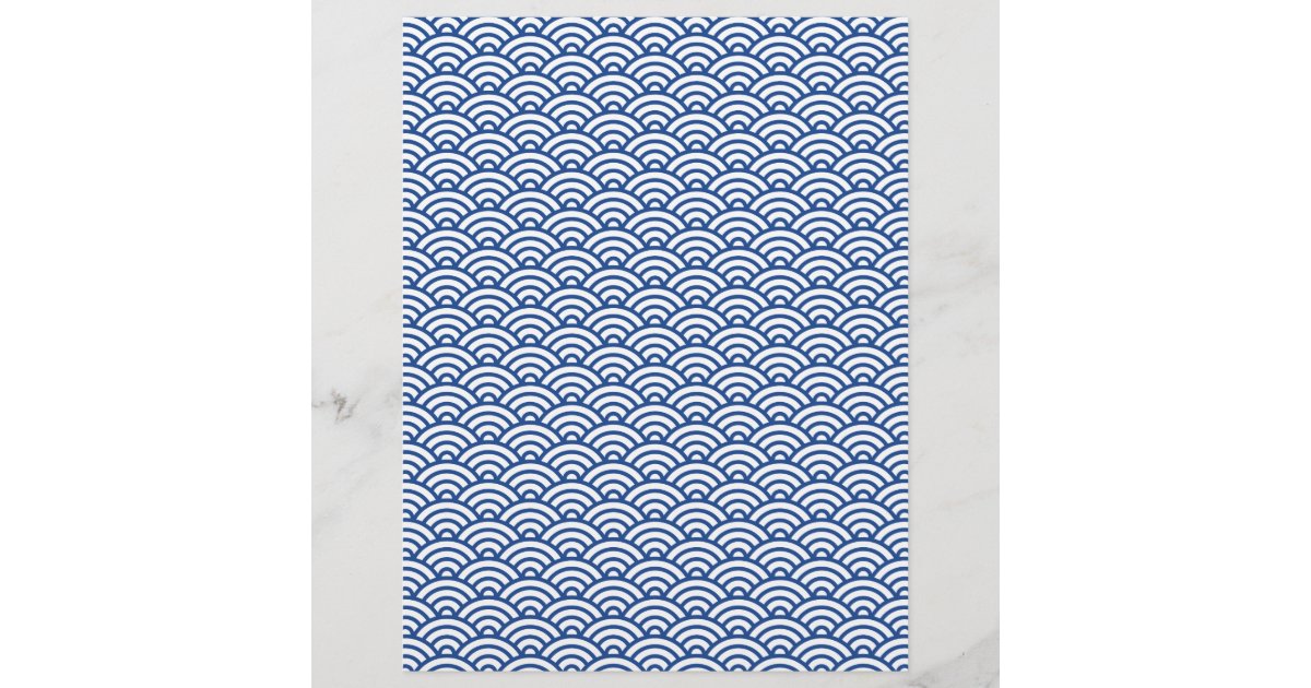 Blue white Japaneese wave scrapbook or craft paper | Zazzle