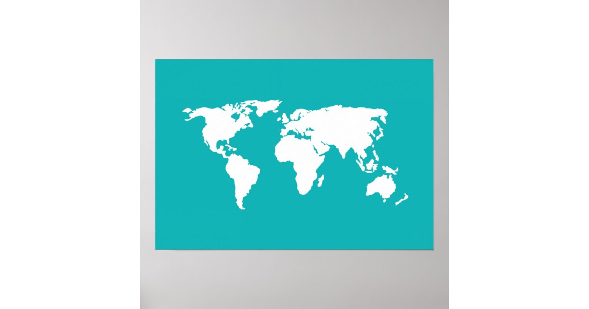 blue world map poster | Zazzle