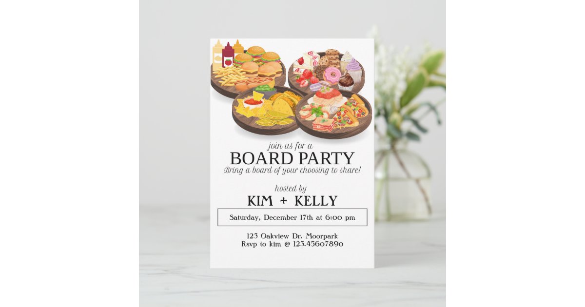 Board Party, Birthday Party, Charcuterie board, Invitation | Zazzle