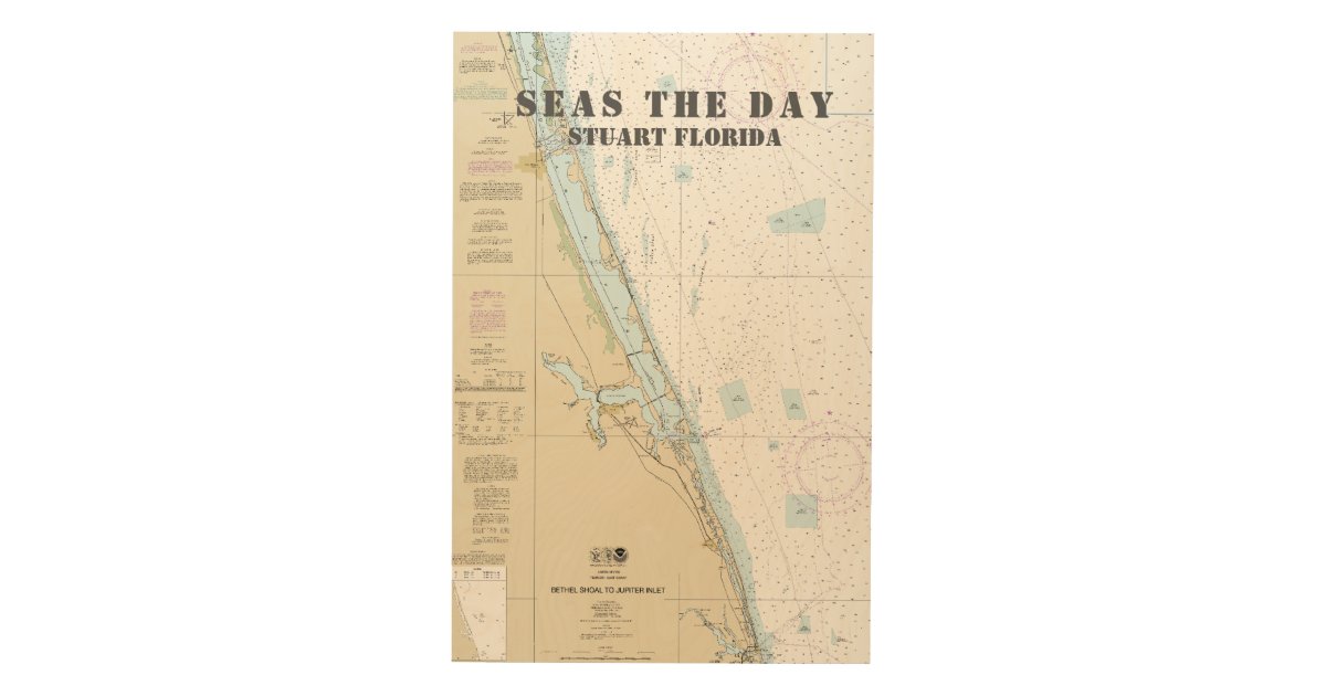 Boat Name Nautical Chart Stuart Florida Wood Wall Art | Zazzle