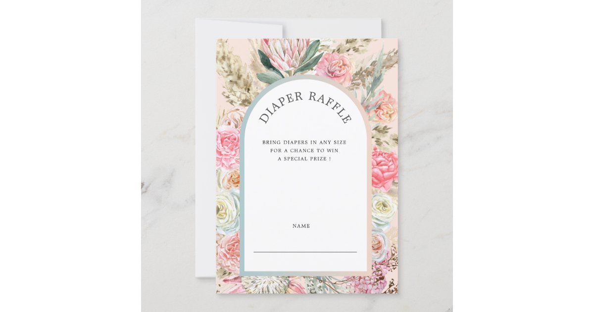 Bohemian Floral Diaper Raffle Ticket Invitation | Zazzle
