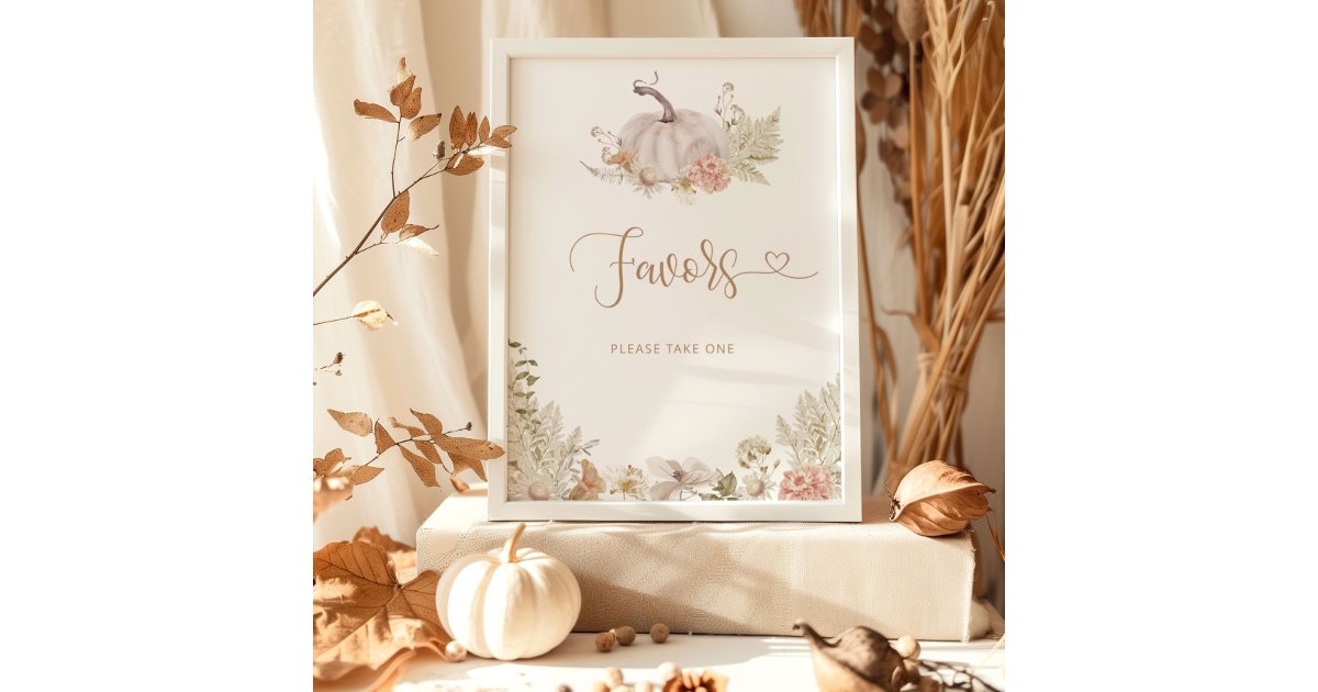 Boho fall pumpkin Favors please take Poster | Zazzle