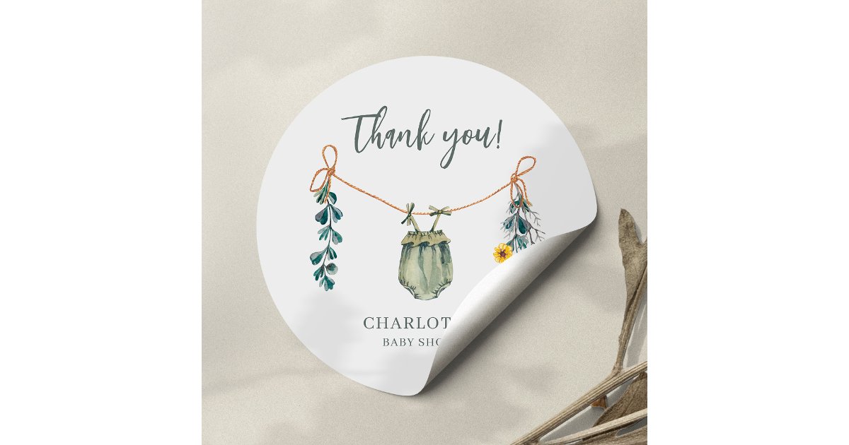 Boho Gender Neutral Baby Shower Thank You Sticker | Zazzle