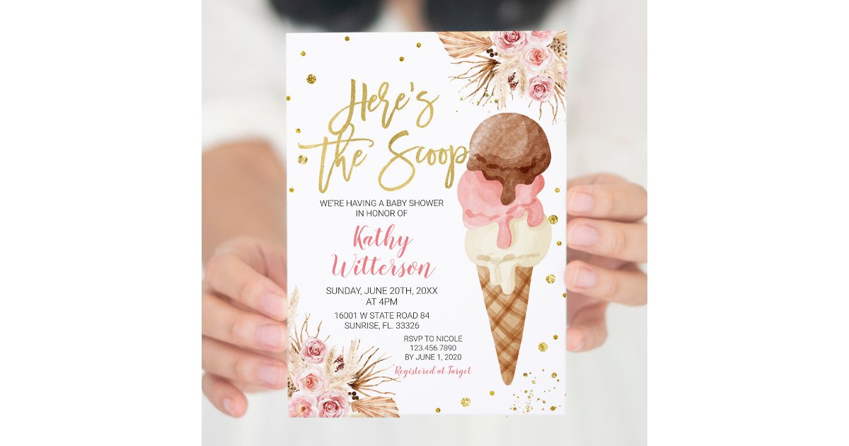 Boho Ice Cream Baby Shower Invitation | Zazzle