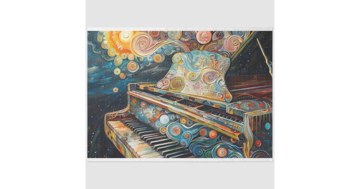 Boho Piano Painting Decoupage Tissue Paper | Zazzle