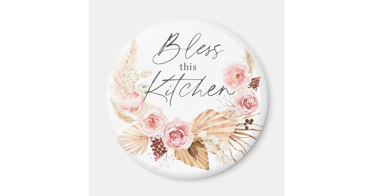 Boho watercolor Floral Pampas Grass refrigerator Magnet | Zazzle