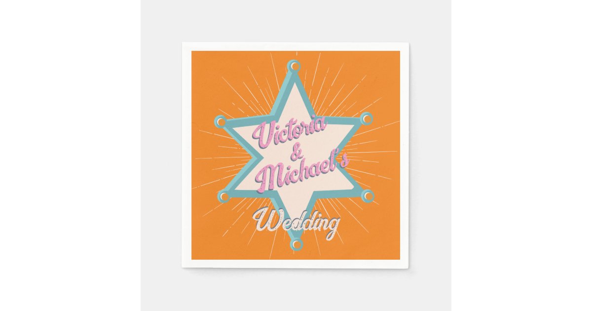 Bold Colourful Cowboy Western Sheriff's Badge Napkin | Zazzle