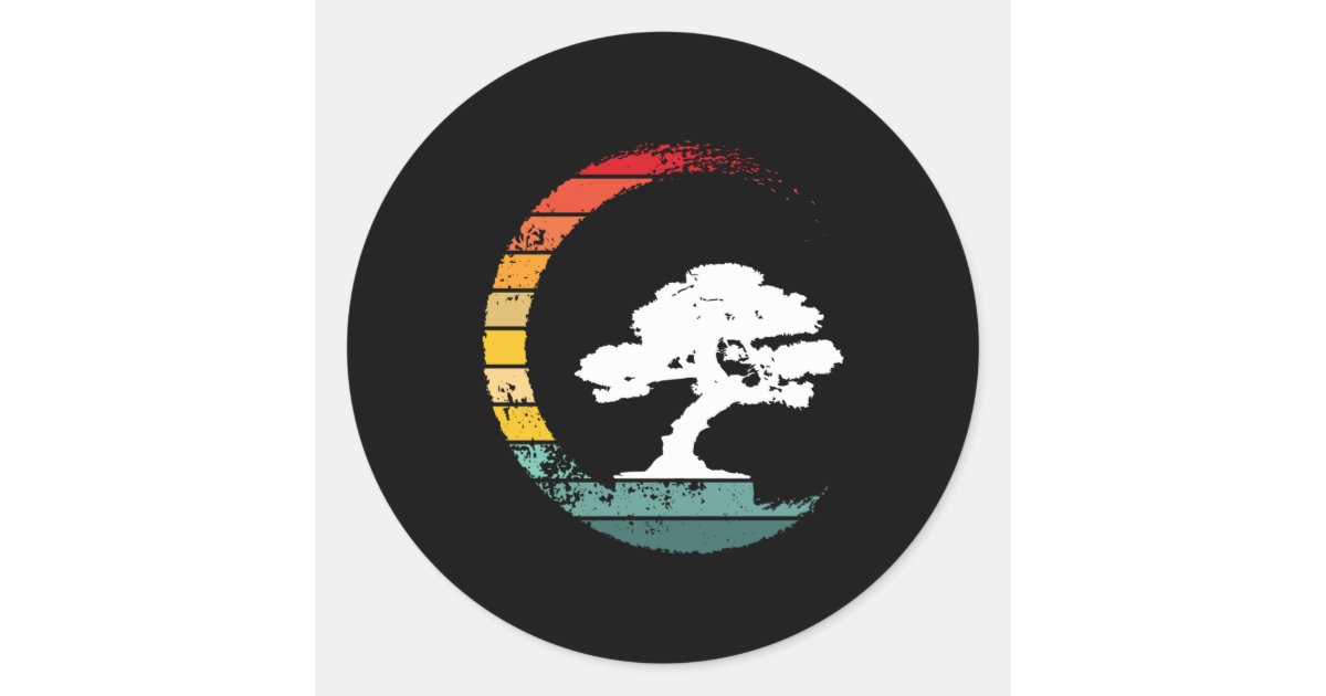 Bonsai Tree Enso Circle Vintage Zen Calligraphy Classic Round Sticker ...