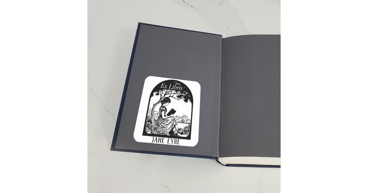 Bookplate - Girl Reading Under Tree Square Sticker | Zazzle