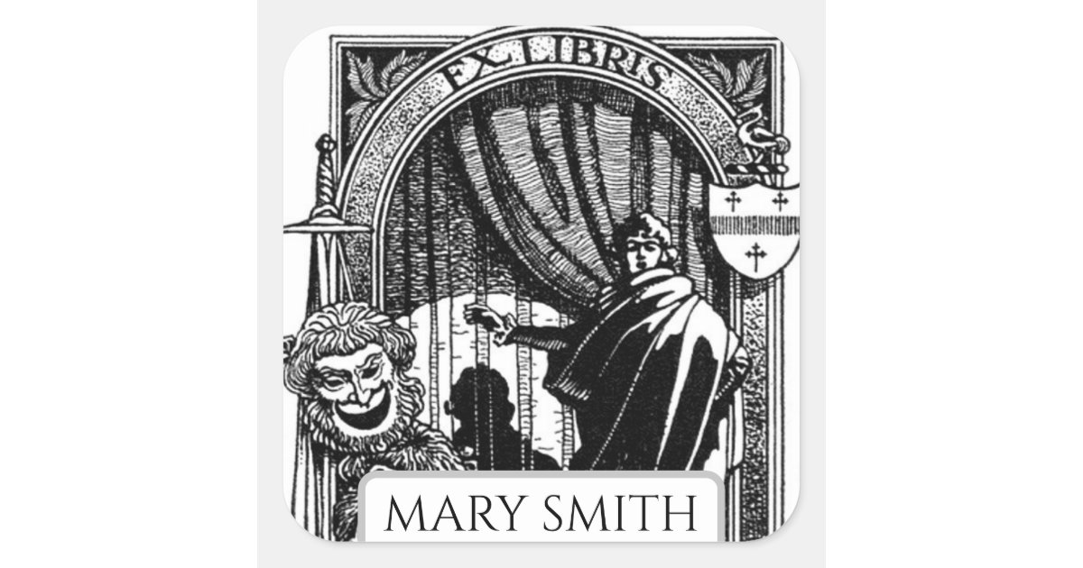 Bookplate, Personalized, Victorian Reproduction Sq Square Sticker | Zazzle