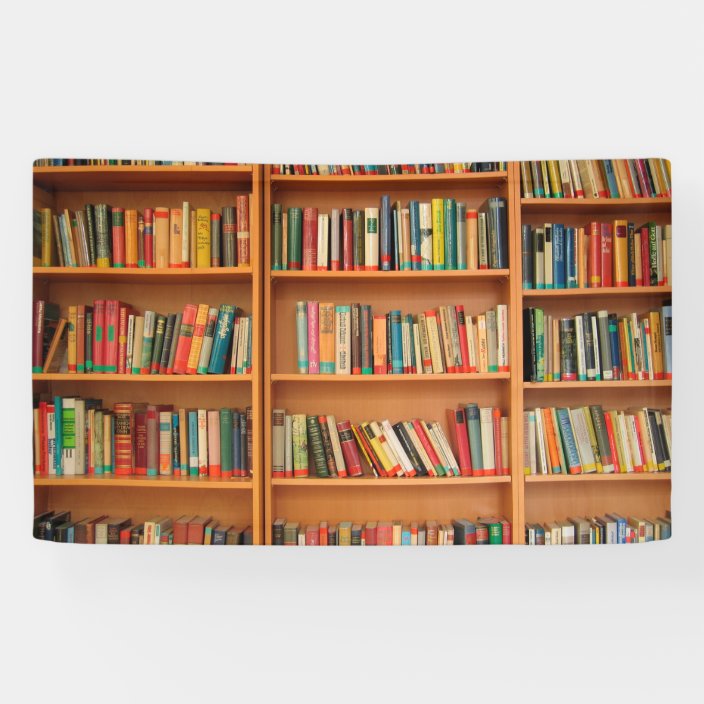 Bookshelf Books Library Bookworm Reading Banner | Zazzle.ca