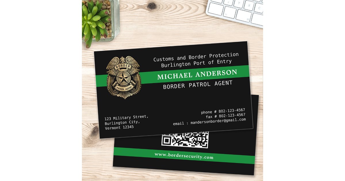 Border Patrol Thin Green Line Military Police Logo Business Card | Zazzle