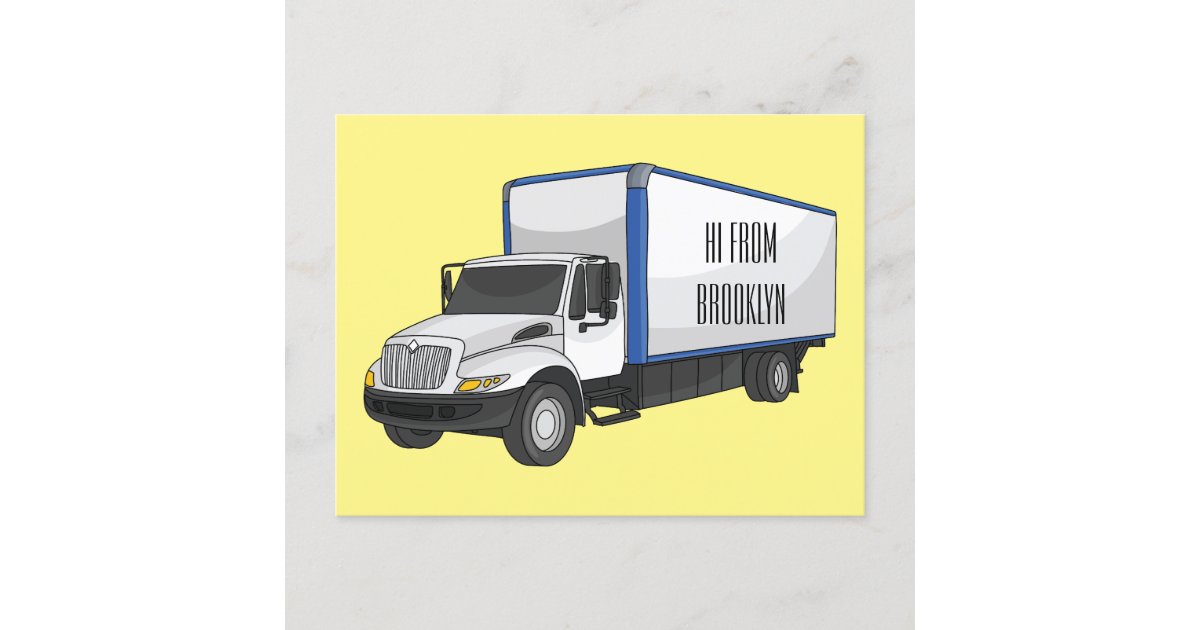Box truck cartoon illustration postcard | Zazzle