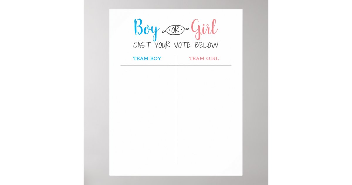 Boy or Girl Baby Gender Reveal Guess Poster | Zazzle
