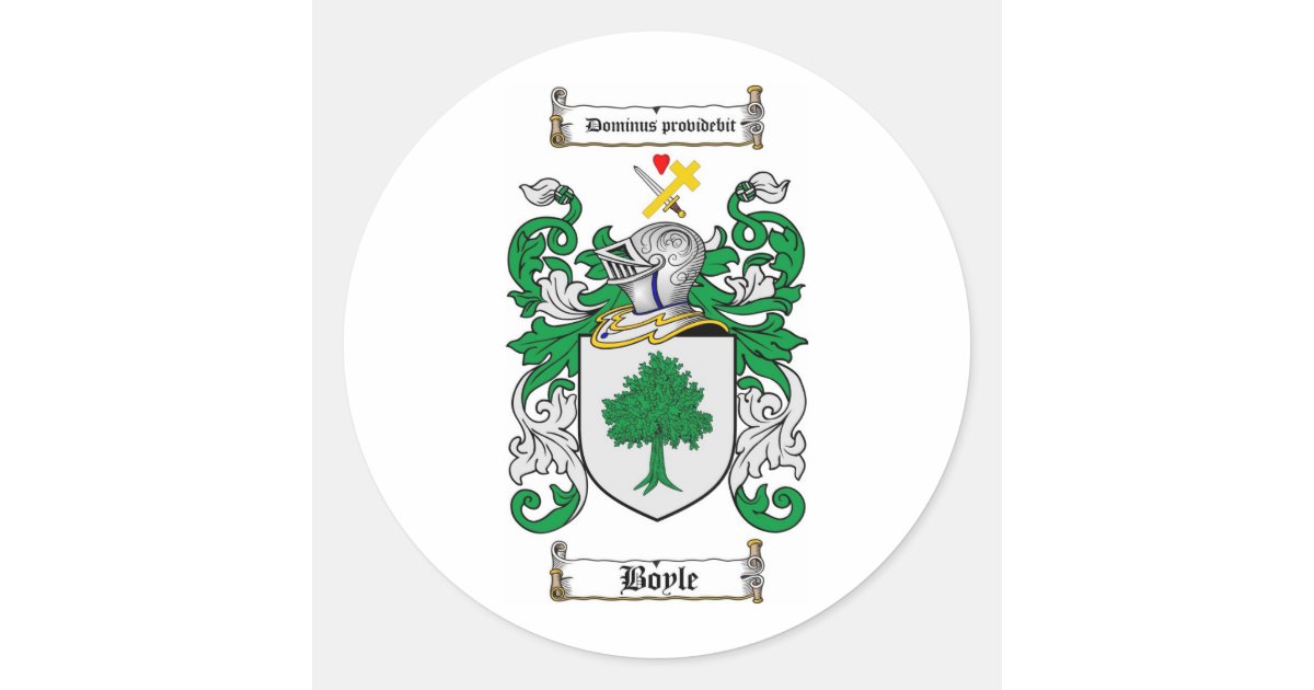 BOYLE FAMILY CREST - BOYLE COAT OF ARMS CLASSIC ROUND STICKER | Zazzle