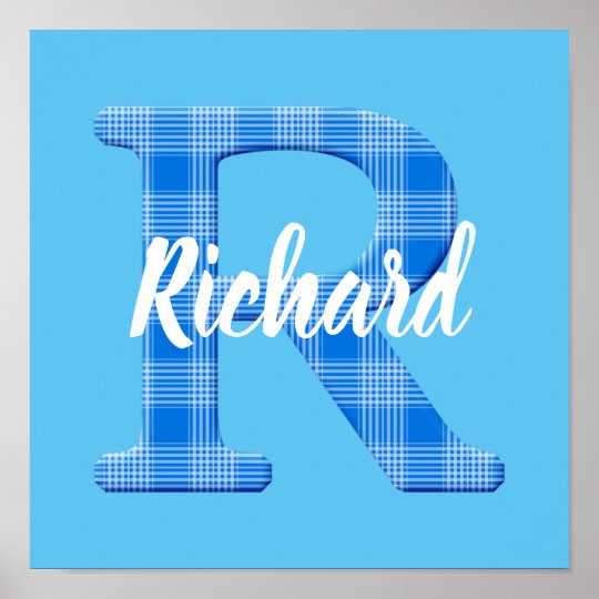 Boys Name Custom Plaid Letter R Poster | Zazzle.ca