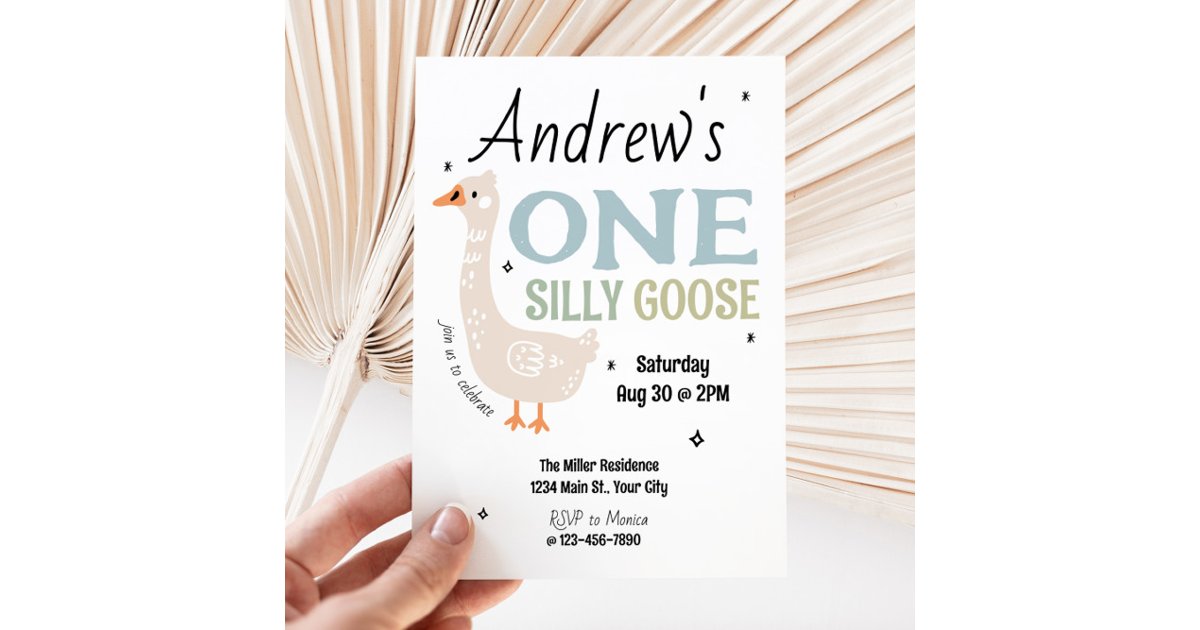Boys One Silly Goose Summer Kids First Birthday Invitation | Zazzle