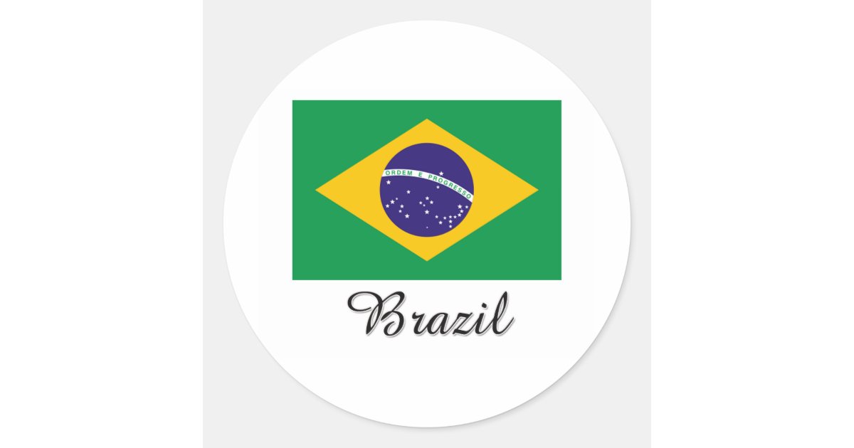 Brazil Flag Design Classic Round Sticker | Zazzle
