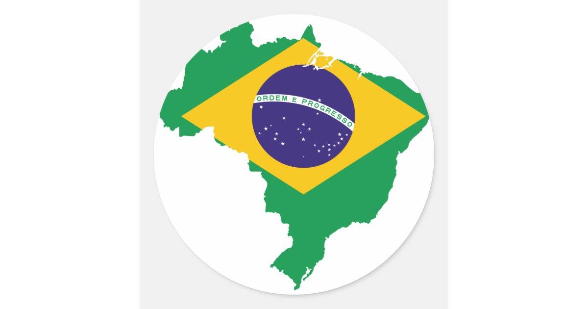 brazil flag map classic round sticker | Zazzle