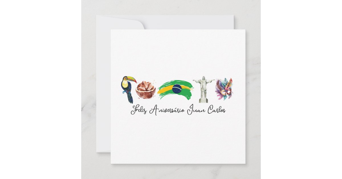 Brazilian Happy Birthday Card, Feliz Aniversário Thank You Card | Zazzle