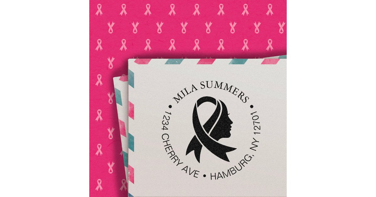 Breast Cancer Awareness Ribbon Return Address Self-inking Stamp | Zazzle
