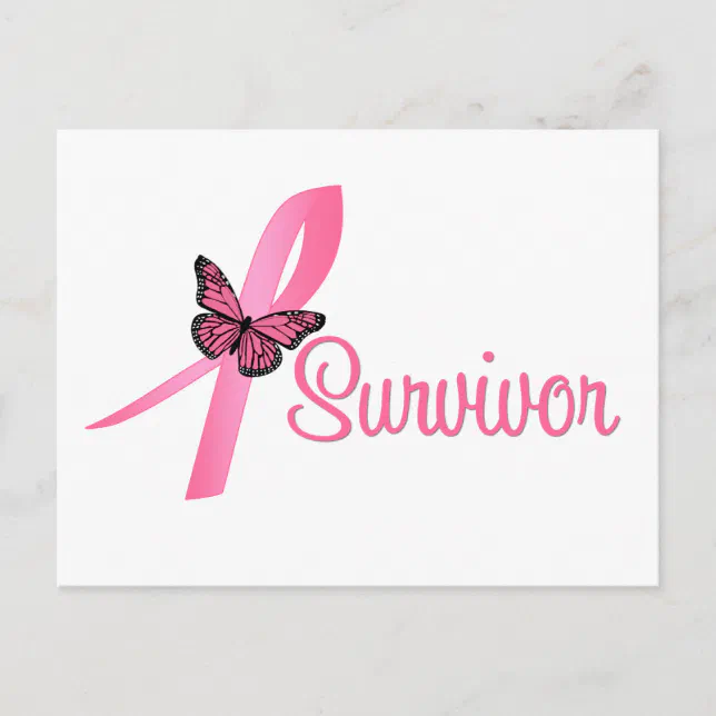 Breast Cancer Survivor Ribbon Postcard | Zazzle