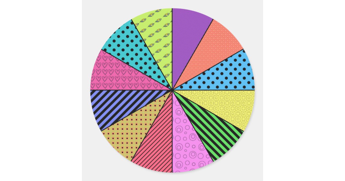 Bright Wedges of Pattern Classic Round Sticker | Zazzle