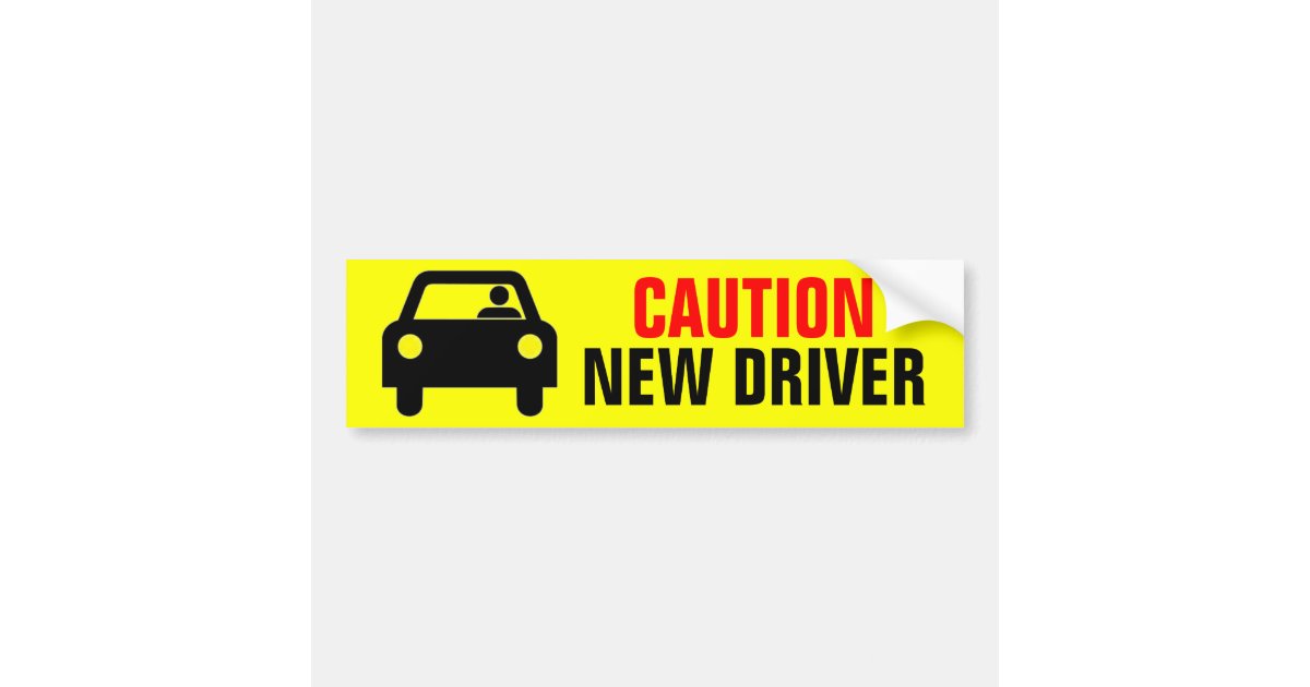 Bright Yellow Caution New Driver Bumper Sticker | Zazzle