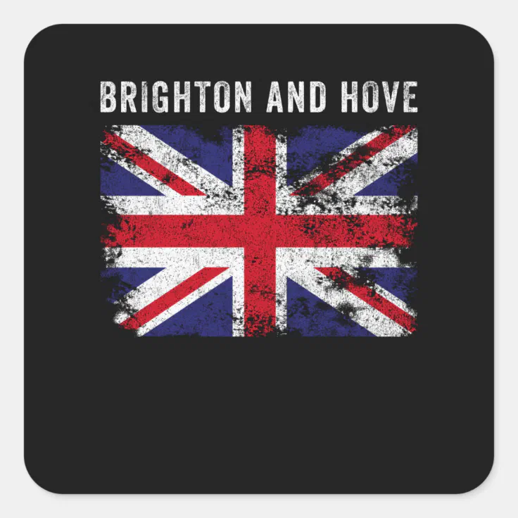 Brighton And Hove UK Flag British Souvenir Cool Square Sticker | Zazzle